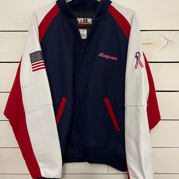 Identity | Jackets & Coats | Snapon Navy And Red Varsity Jacket | Poshmark